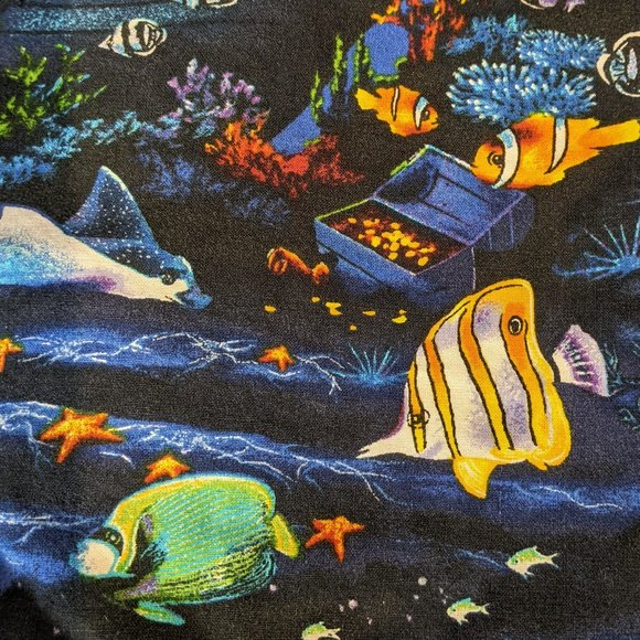 S.C.R.U.B.S. | Tops | Scrubs Black Blue Yellow Green Ocean Print Scrub ...